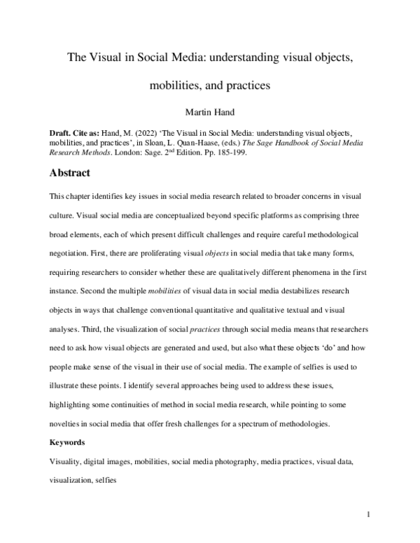 (PDF) The Visual in Social Media: understanding visual objects ...