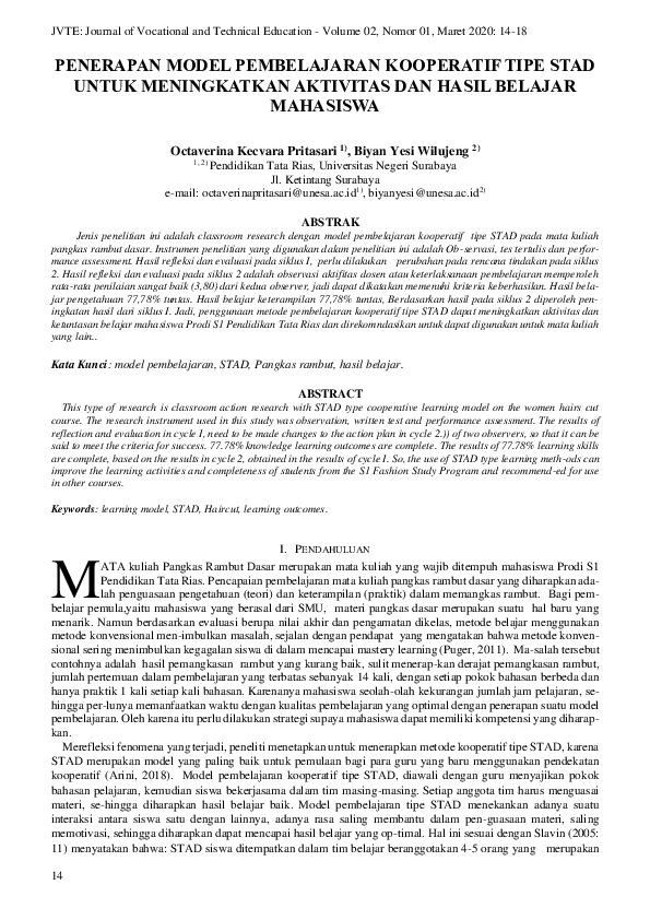 (PDF) Penerapan Model Pembelajaran Kooperatif Tipe Stad Untuk Meningkatkan Aktivitas Dan Hasil ...