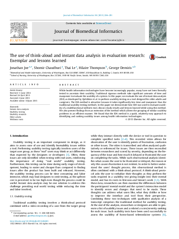 (PDF) The use of think-aloud and instant data analysis in evaluation ...