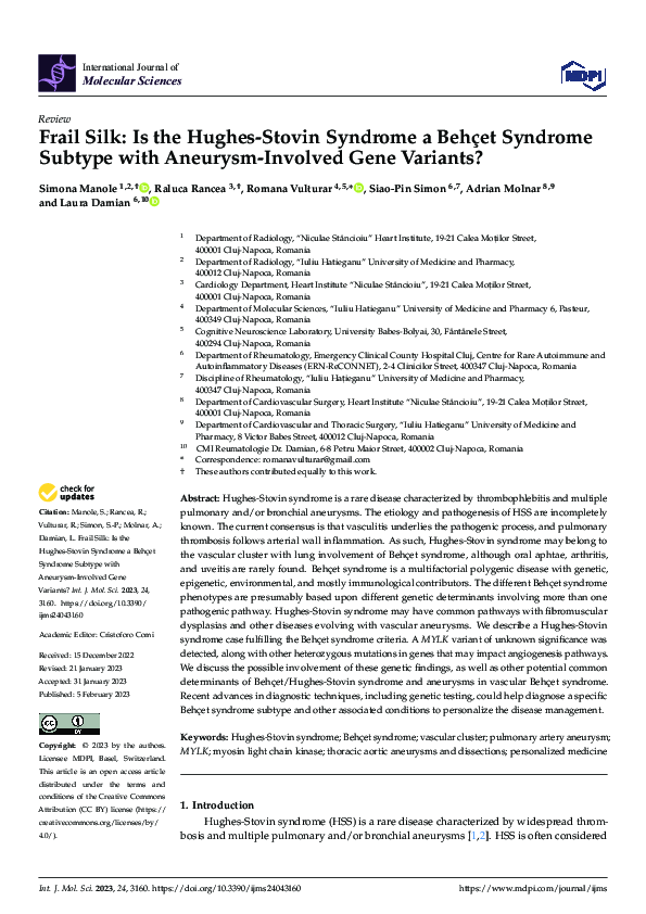 (PDF) Frail Silk: Is the Hughes-Stovin Syndrome a Behçet Syndrome ...