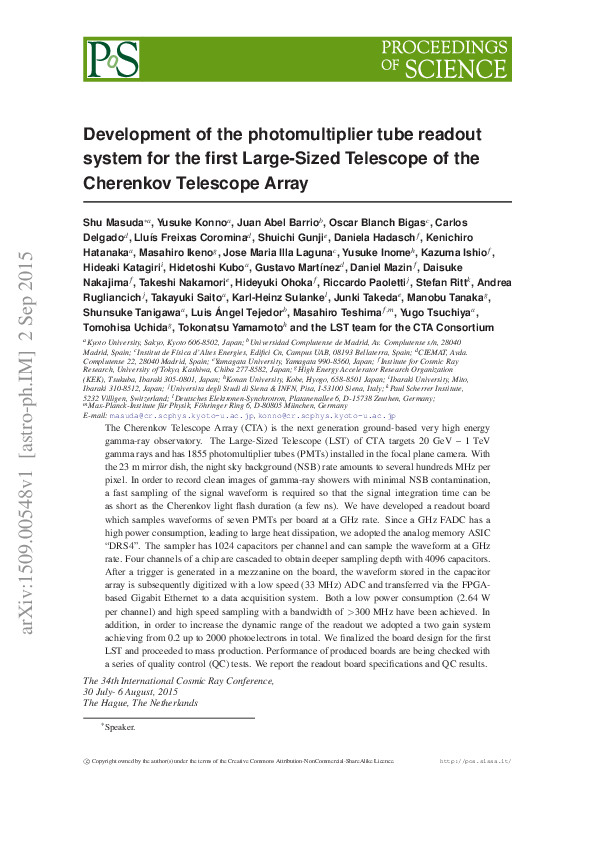 Pdf Development Of The Photomultiplier Tube Readout System For The First Large Sized Telescope