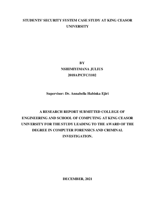 (PDF) Students Security System Research report _ King Ceasor University