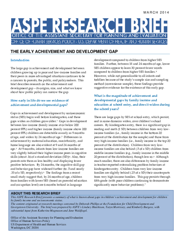 (PDF) The Early Achievement and Development Gap