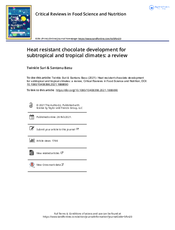 (PDF) Heat resistant chocolate development for subtropical and tropical ...