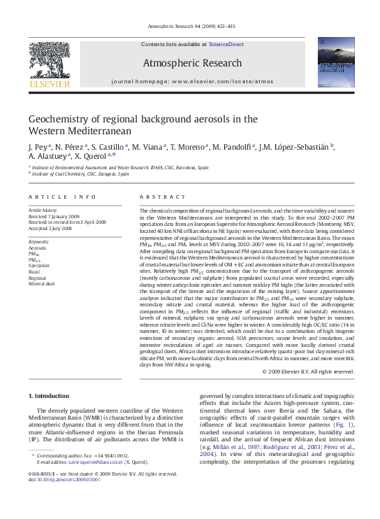 (PDF) Geochemistry of regional background aerosols in the Western ...