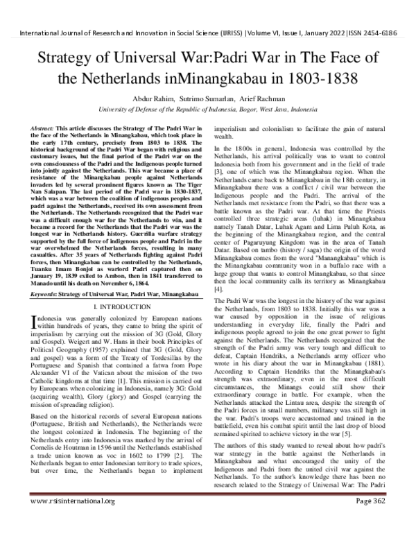 (PDF) Strategy of Universal War:Padri War in The Face of the ...