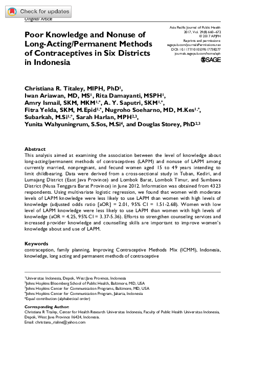 (PDF) Poor Knowledge and Nonuse of Long-Acting/Permanent Methods of ...