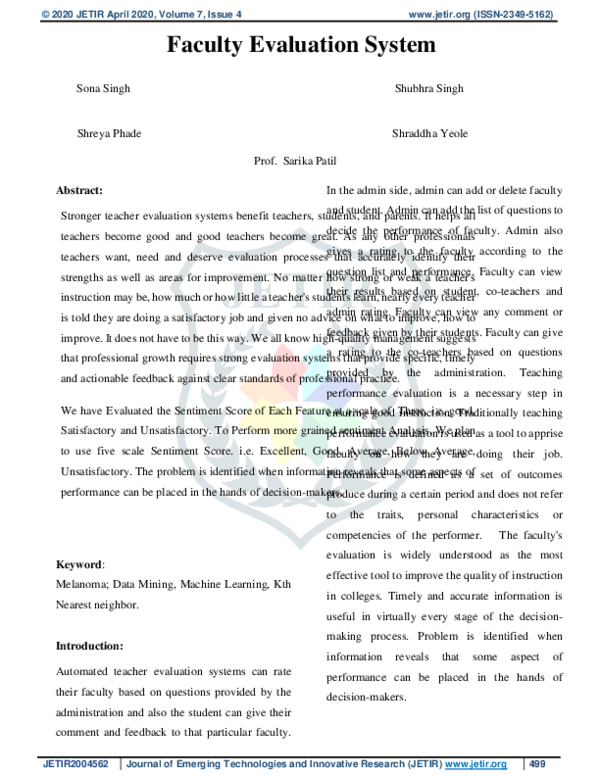 (PDF) Faculty Evaluation System