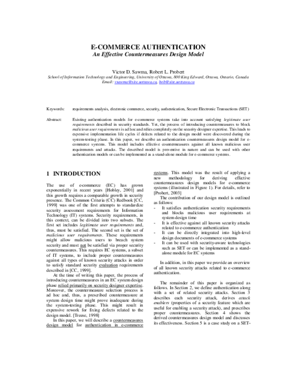 (PDF) E-Commerce Authentication: An Effective Countermeasures Design Model