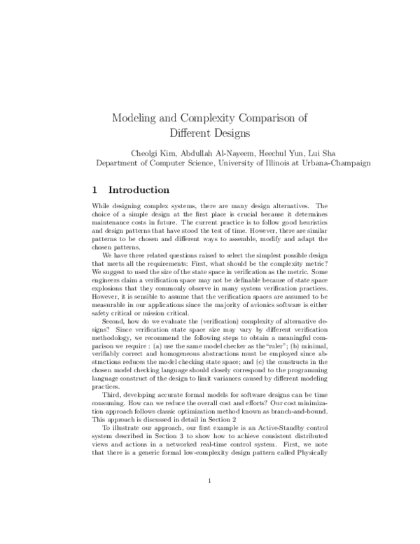 (PDF) Modeling and Complexity Comparison of Different Designs