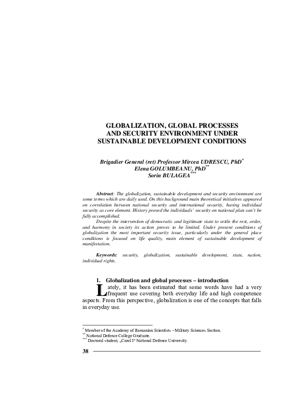 (PDF) Globalization, Global Processes and Security Environment Under Sustainable Development ...
