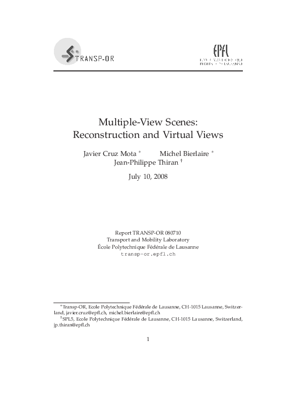 (PDF) Multiple-View Scenes: Reconstruction and Virtual Views