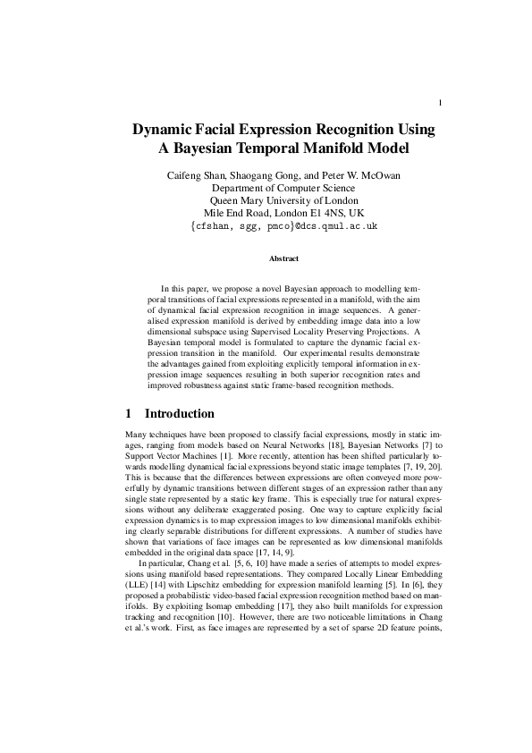 (PDF) Dynamic Facial Expression Recognition Using A Bayesian Temporal Manifold Model