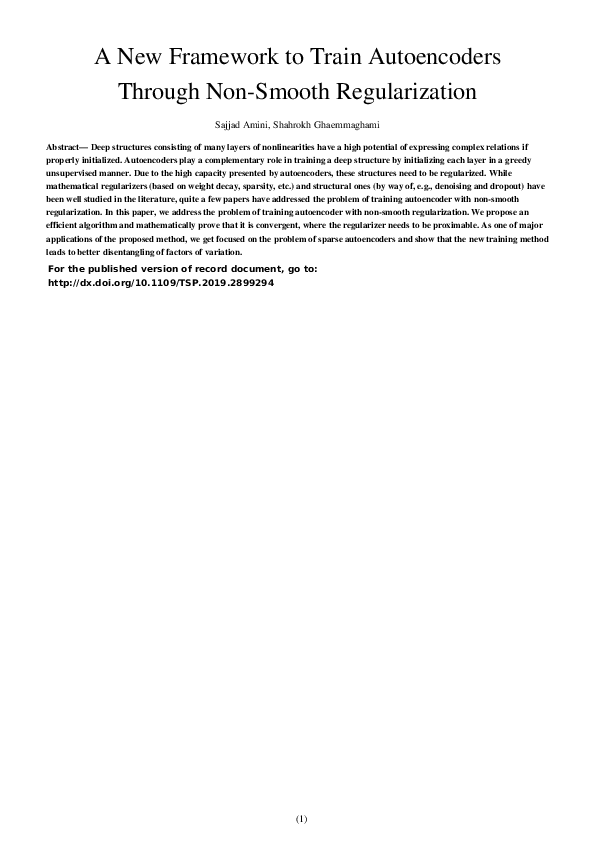 Pdf A New Framework To Train Autoencoders Through Non Smooth