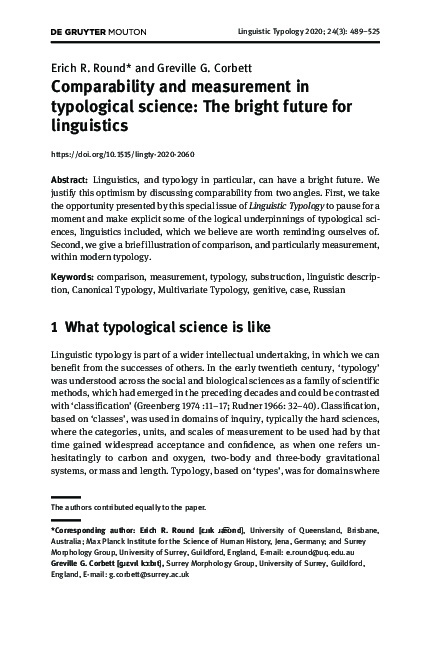 (PDF) Linguistic Typology