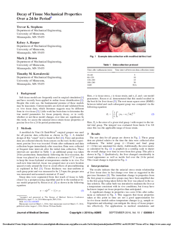 (PDF) Decay of Tissue Mechanical Properties Over a 24-hr Period1