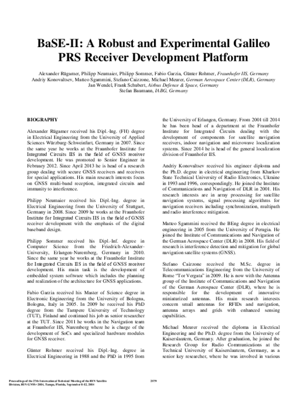 (PDF) BaSE-II: A Robust and Experimental Galileo PRS Receiver ...