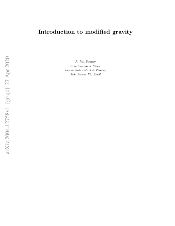 Pdf Introduction To Modified Gravity
