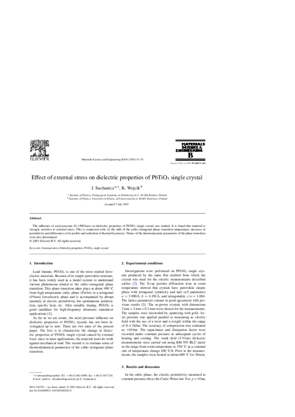 (PDF) Effect of external stress on dielectric properties of PbTiO3 ...