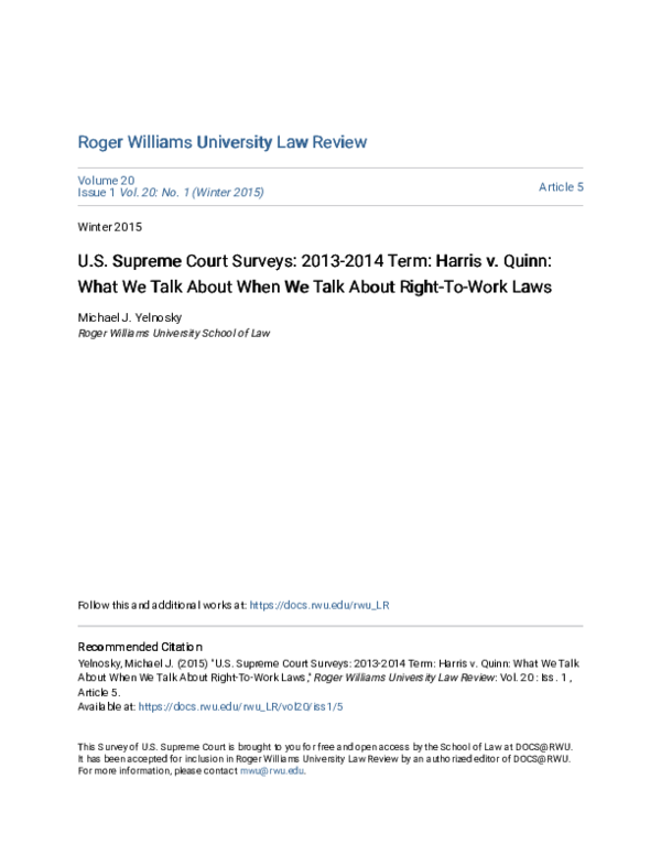 (PDF) Harris v. Quinn: What We Talk About When We Talk About Right-to ...