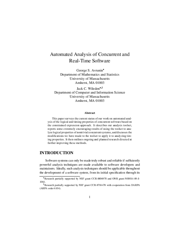 (PDF) Automated Analysis of Concurrent and Real-Time Software