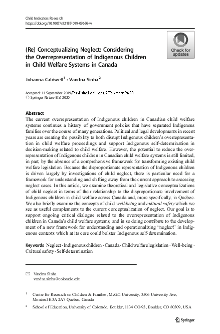 (PDF) (Re) Conceptualizing Neglect: Considering the Overrepresentation ...