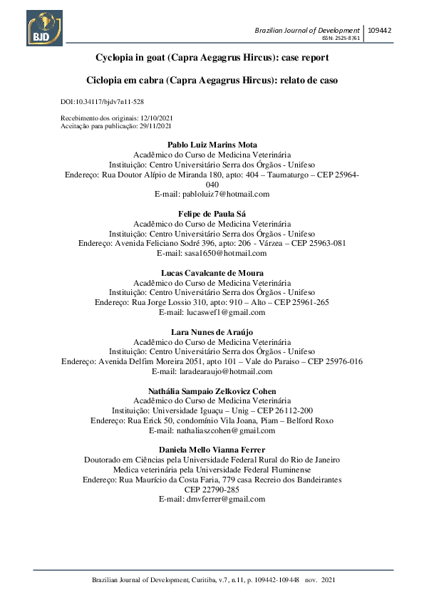 (PDF) Cyclopia in goat (Capra Aegagrus Hircus): case report / Ciclopia em cabra (Capra Aegagrus ...