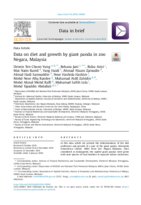 (PDF) Data on diet and growth by giant panda in zoo Negara, Malaysia