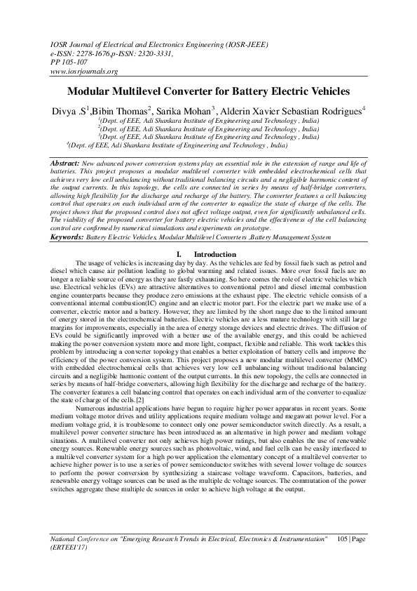 (PDF) Modular Multilevel Converter for Battery Electric Vehicles