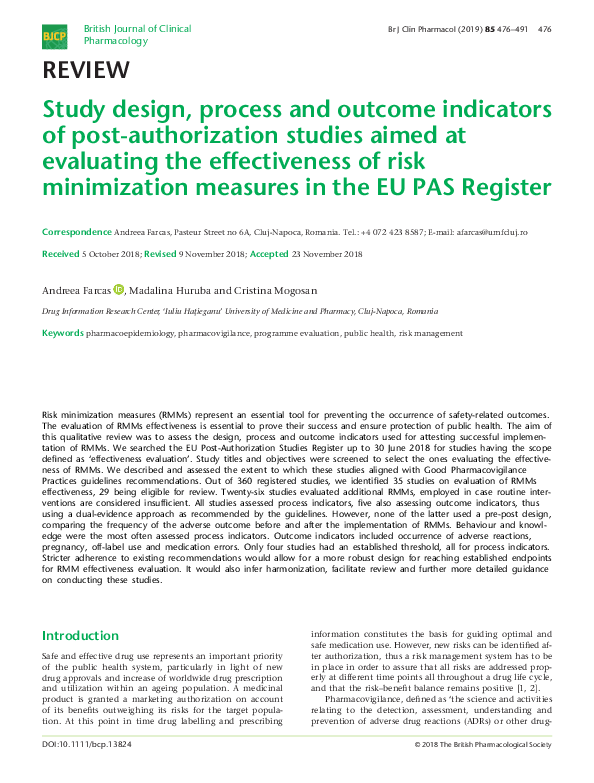 (PDF) Study design, process and outcome indicators of post ...