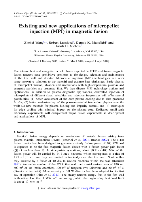 (PDF) Existing and new applications of micropellet injection (MPI) in ...