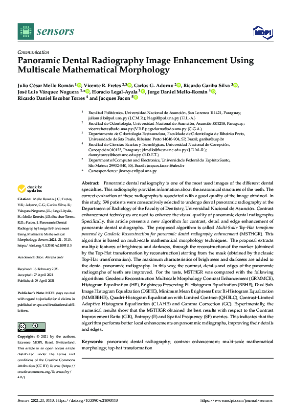 (PDF) Panoramic Dental Radiography Image Enhancement Using Multiscale Mathematical Morphology ...