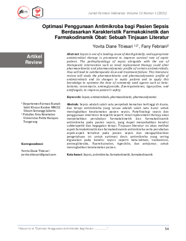 (PDF) Optimasi Penggunaan Antimikroba Bagi Pasien Sepsis Berdasarkan ...