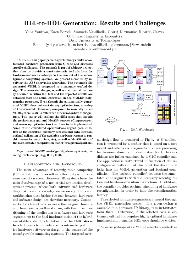 (PDF) HLL-to-HDL Generation: Results and Challenges
