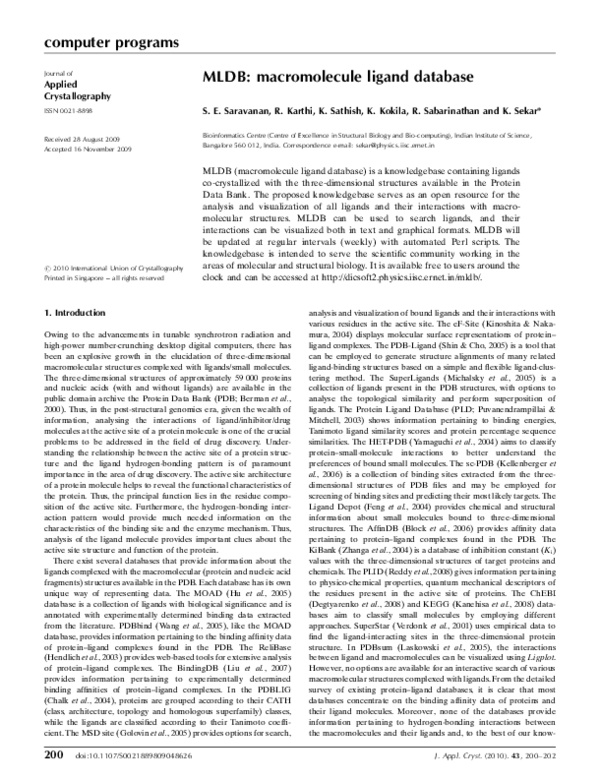 (PDF) MLDB: macromolecule ligand database | Kokila Kokila - Academia.edu