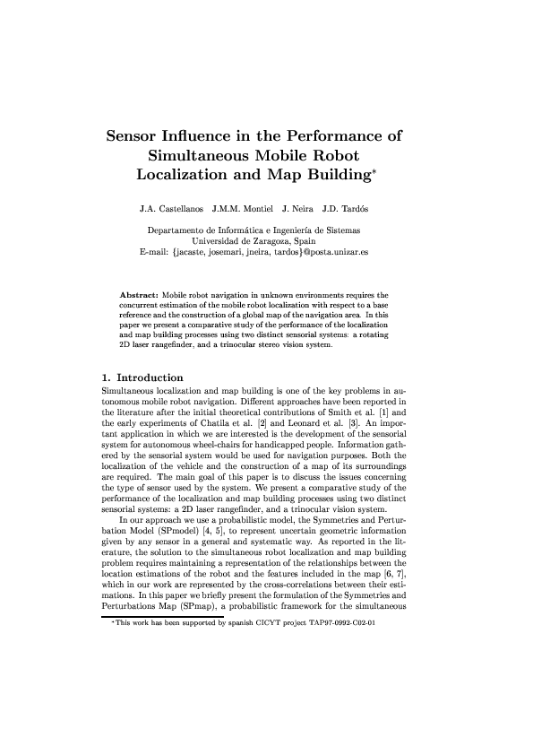 (PDF) Sensor influence in the performance of simultaneous mobile robot localization and map ...