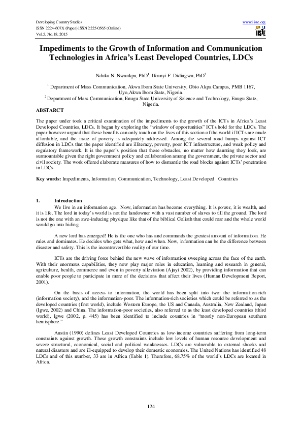 (PDF) Impediments to the Growth of Information and Communication ...