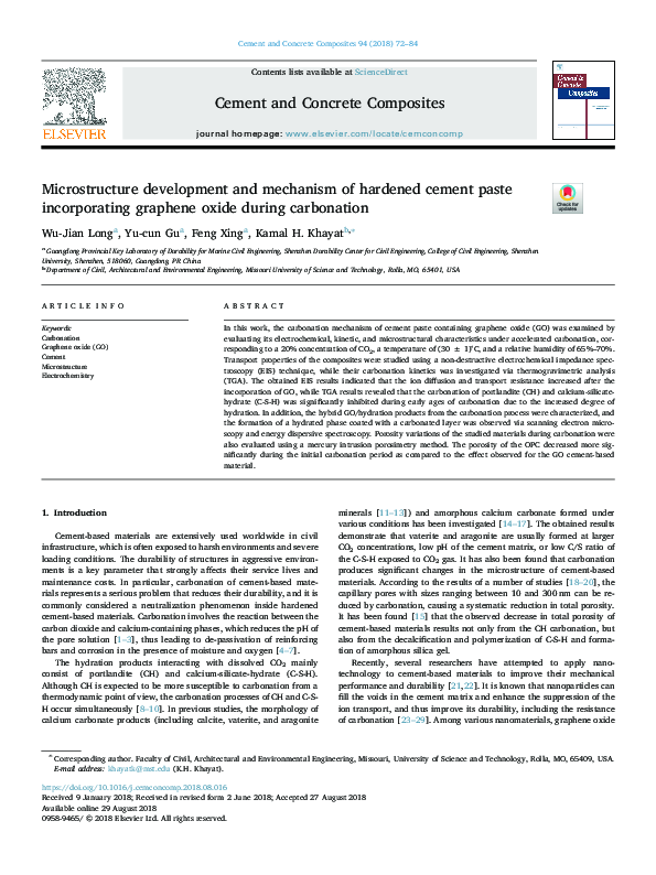 (PDF) Microstructure development and mechanism of hardened cement paste incorporating graphene ...