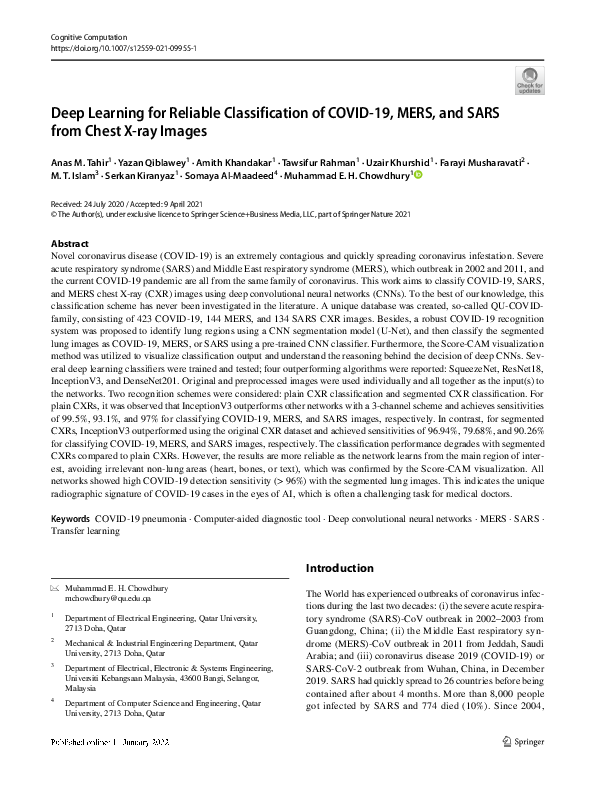(PDF) Deep Learning for Reliable Classification of COVID-19, MERS, and ...