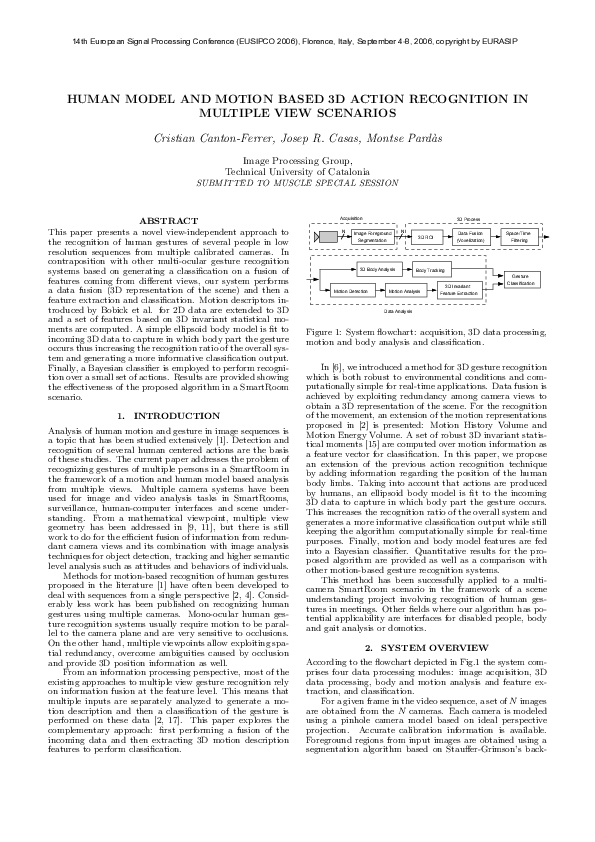 Pdf Human Model And Motion Based 3d Action Recognition In Multiple View Scenarios Cristian