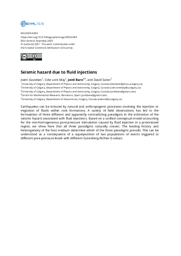 (PDF) Seismic hazard due to fluid injections