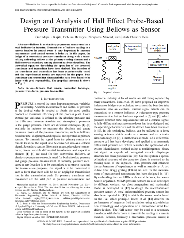 (PDF) Design and Analysis of Hall Effect Probe-Based Pressure ...