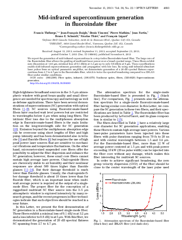 (PDF) Mid-infrared supercontinuum generation in fluoroindate fiber