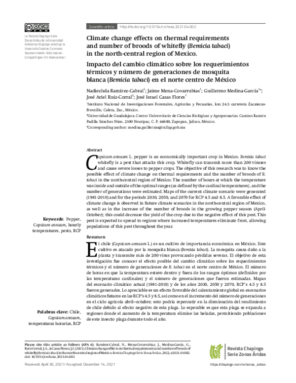 (PDF) Impacto del cambio climático sobre los requerimientos térmicos y número de generaciones de ...