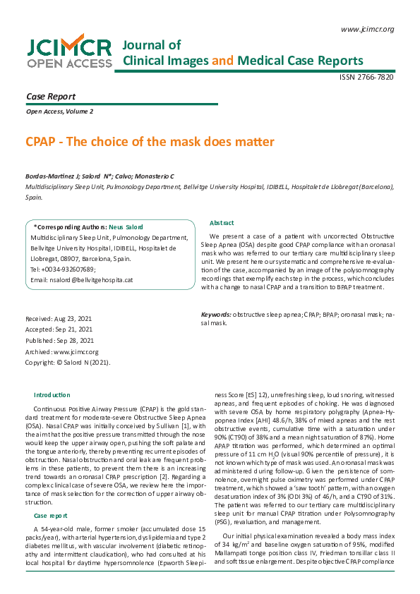 (PDF) CPAP - The choice of the mask does matter