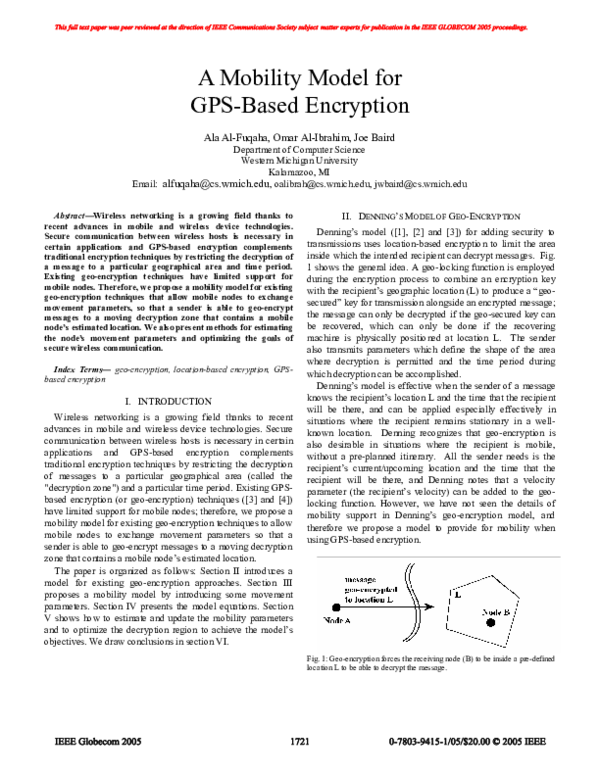 (PDF) A mobility model of GPS-based encryption