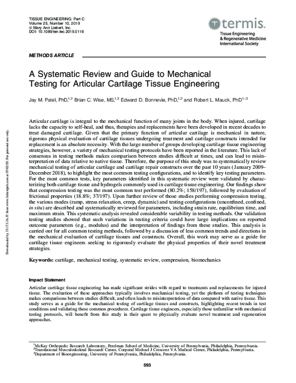 (PDF) A Systematic Review and Guide to Mechanical Testing for Articular ...