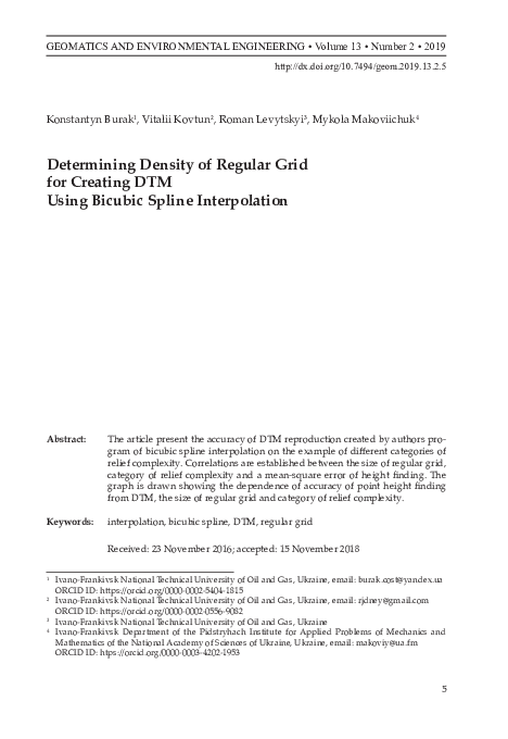 (PDF) Determining Density of Regular Grid for Creating DTM Using Bicubic Spline Interpolation