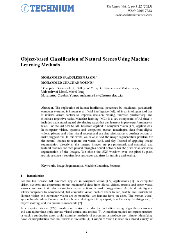 (PDF) Object-based Classification of Natural Scenes Using Machine ...