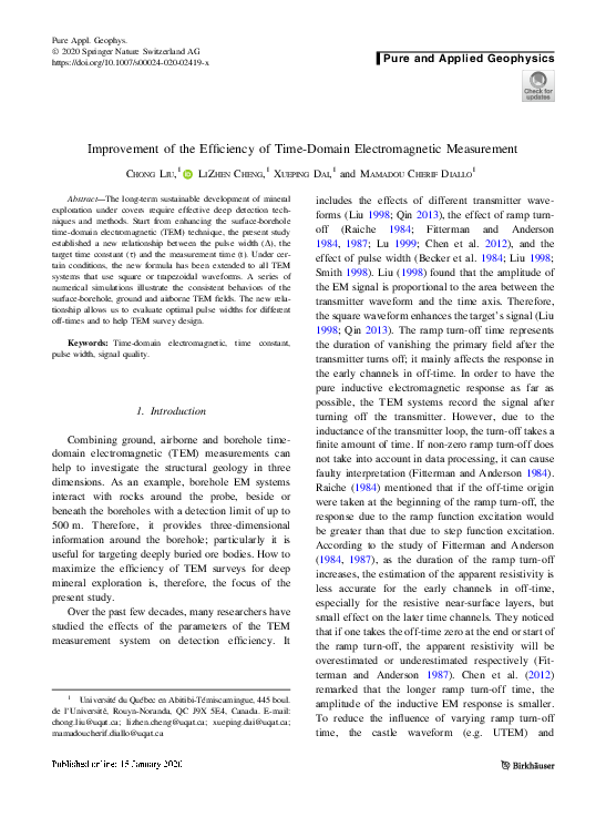 (PDF) Improvement of the Efficiency of Time-Domain Electromagnetic ...